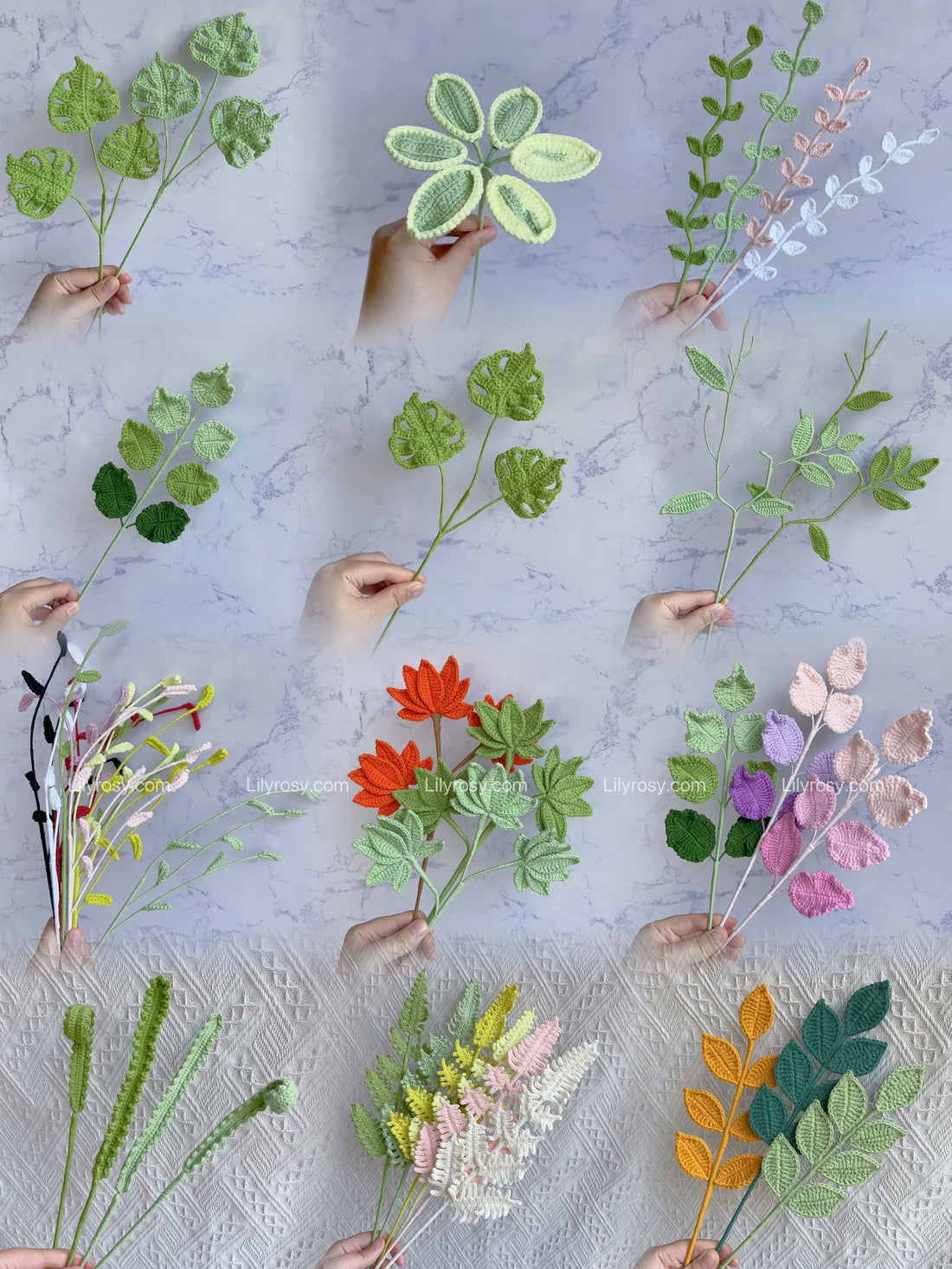 100 crochet flowers patterns + 20 balls yarn + 100 stems , PDF + Video ...