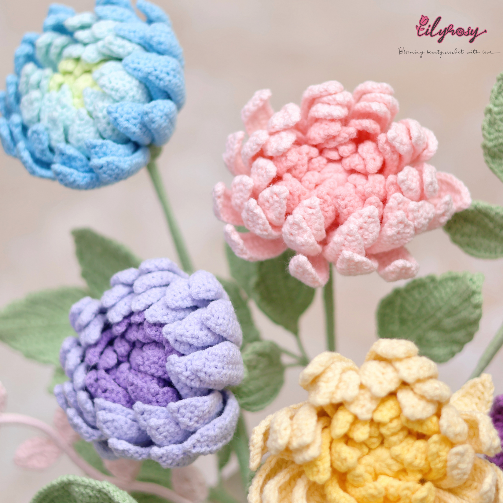 Lilyrosy Crochet Dahlia Flowers Patterns with Step by Step Video Tutor ...